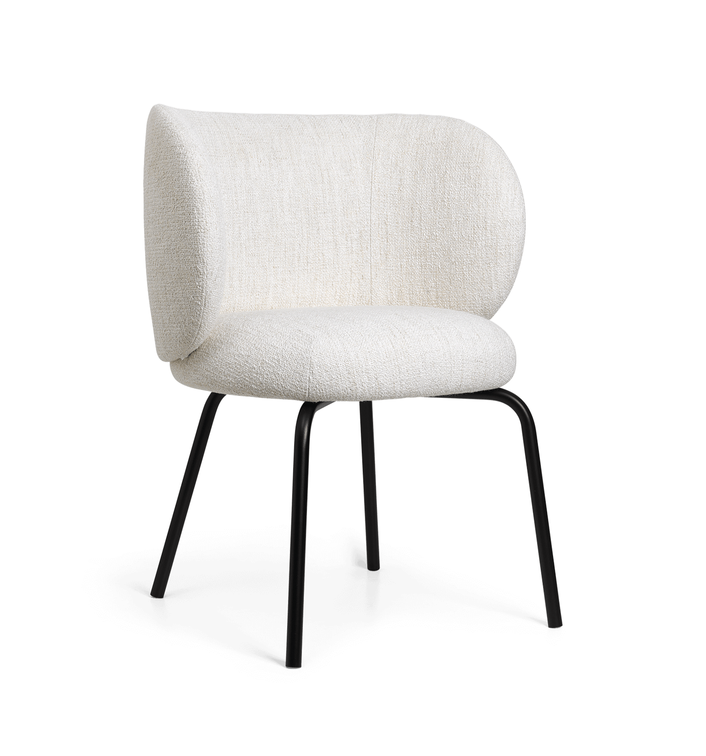 Chair with armrests Rico Bouclé broken white with a black base – ferm ...