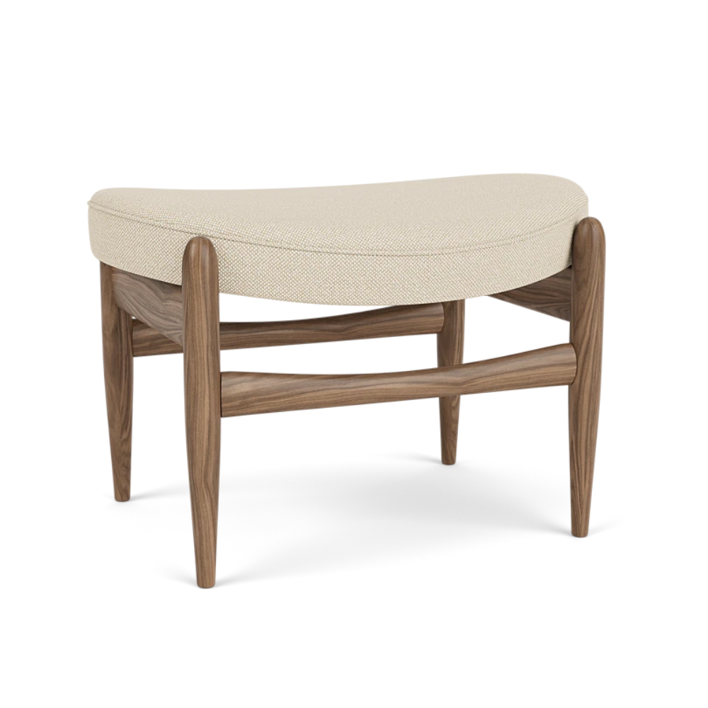 ELIZABETH beige footstool with walnut base – Eye on Design