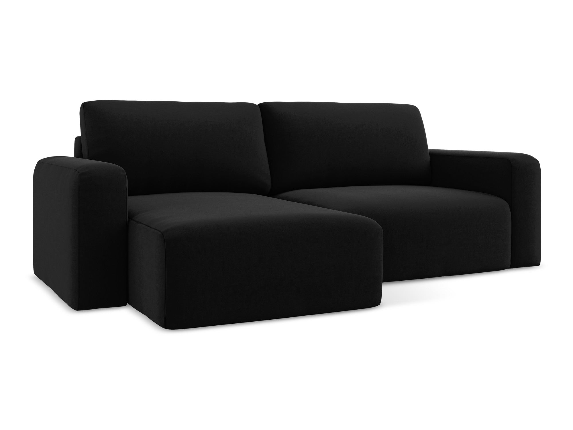 Left-facing velvet corner sofa bed KONA black [Antonina] [Amelia spr ...