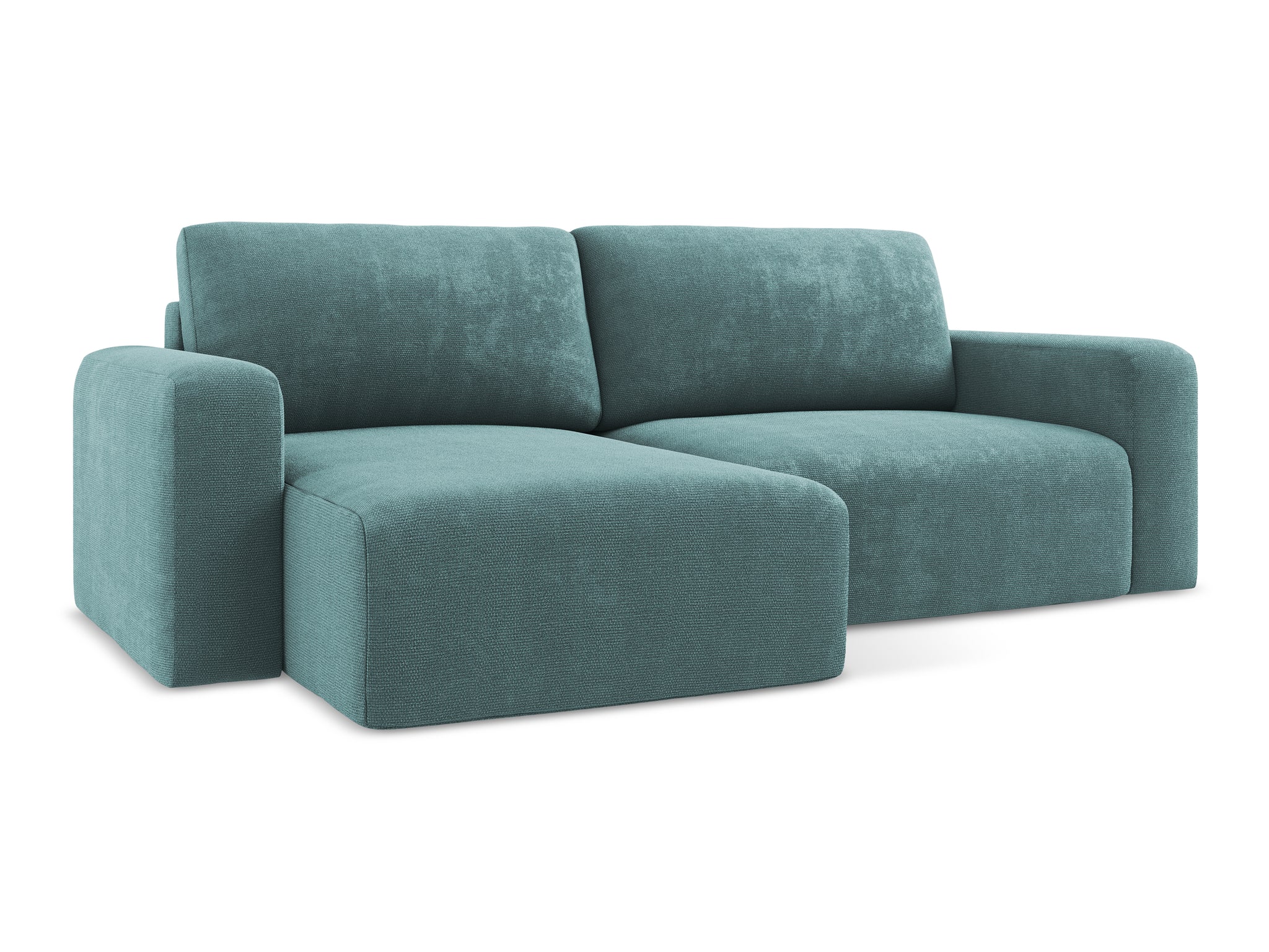 Linksseitiges Schlafsofa KONA in jeansblauem Chenille – Eye on Design