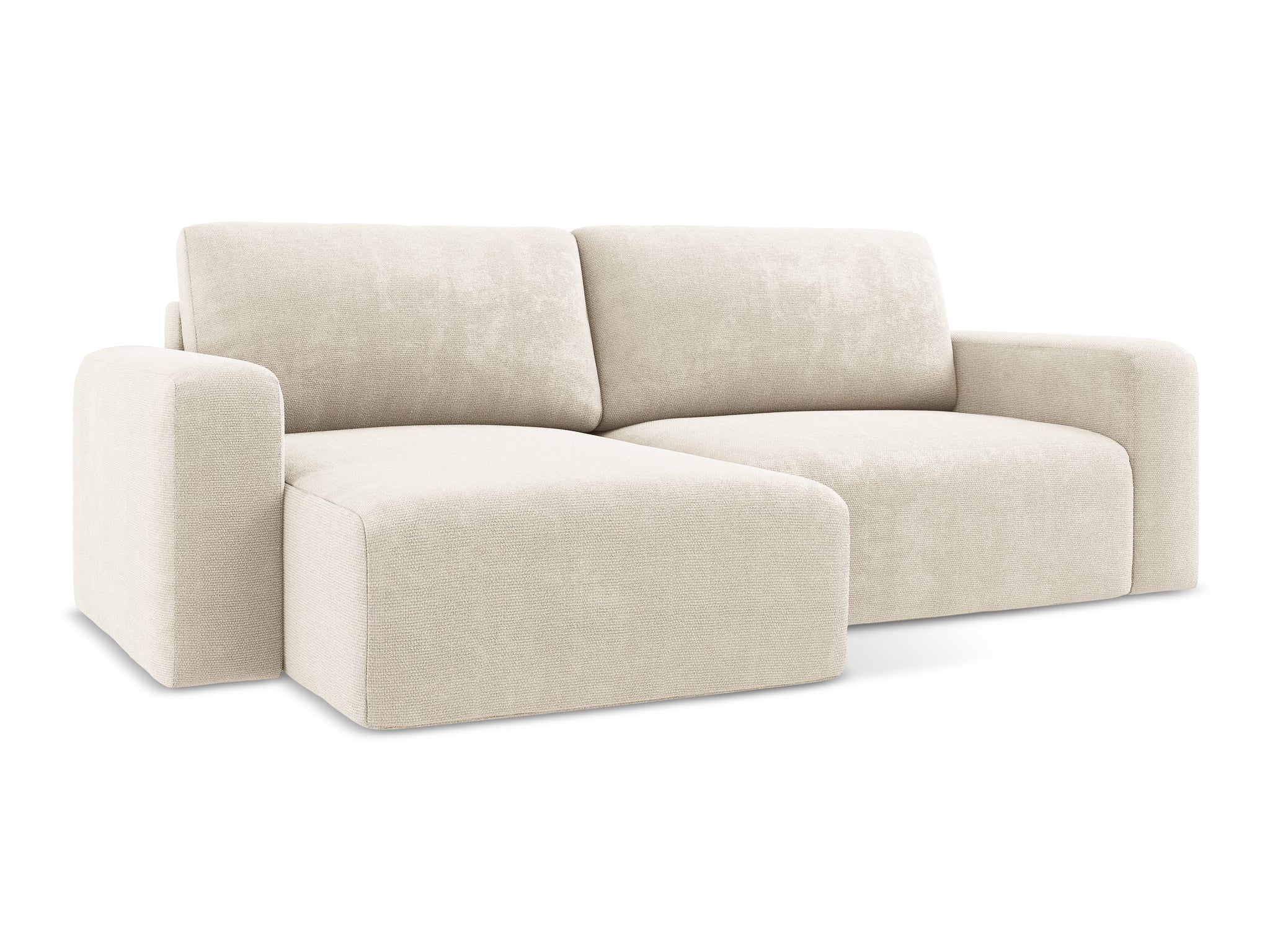 Left-sided corner sofa bed KONA light beige chenille – Eye on Design