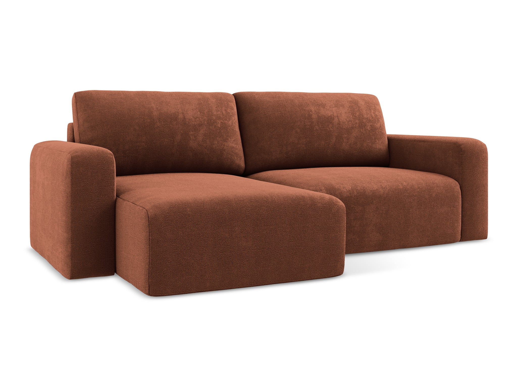Left-sided corner sofa bed KONA terracotta chenille [Antonina] [Amelia ...