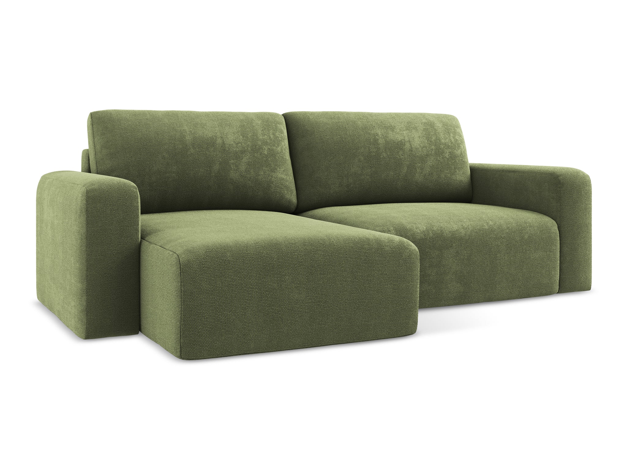 Left-facing corner sofa bed KONA green chenille – Eye on Design
