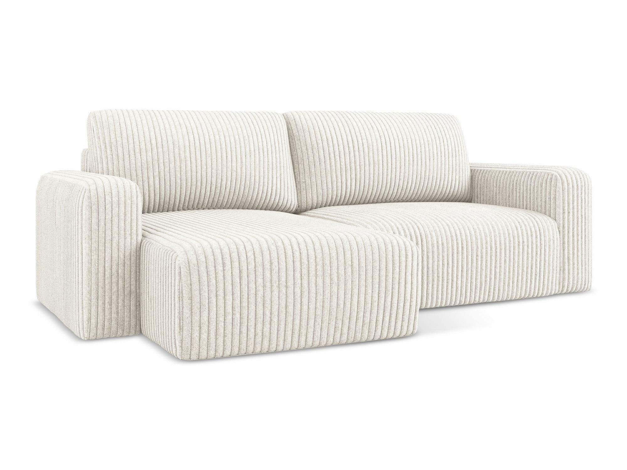 Left-sided corner sofa bed KONA light beige corduroy – Eye on Design