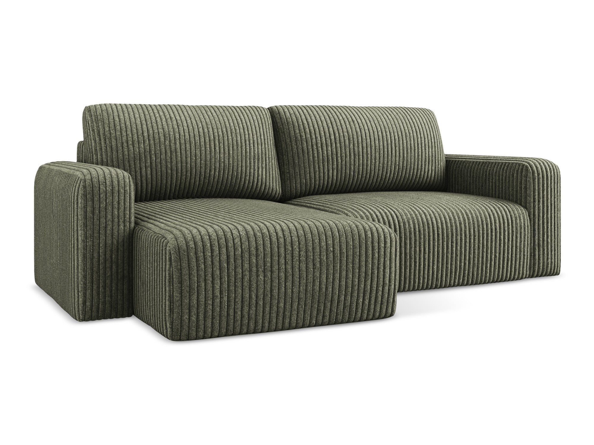Left-sided corner sofa bed KONA in olive corduroy – Eye on Design
