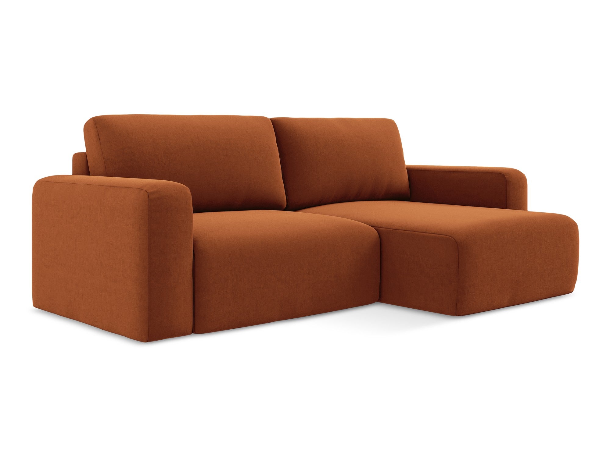 Velvet corner sofa with right-hand sleeping function KONA terracotta ...