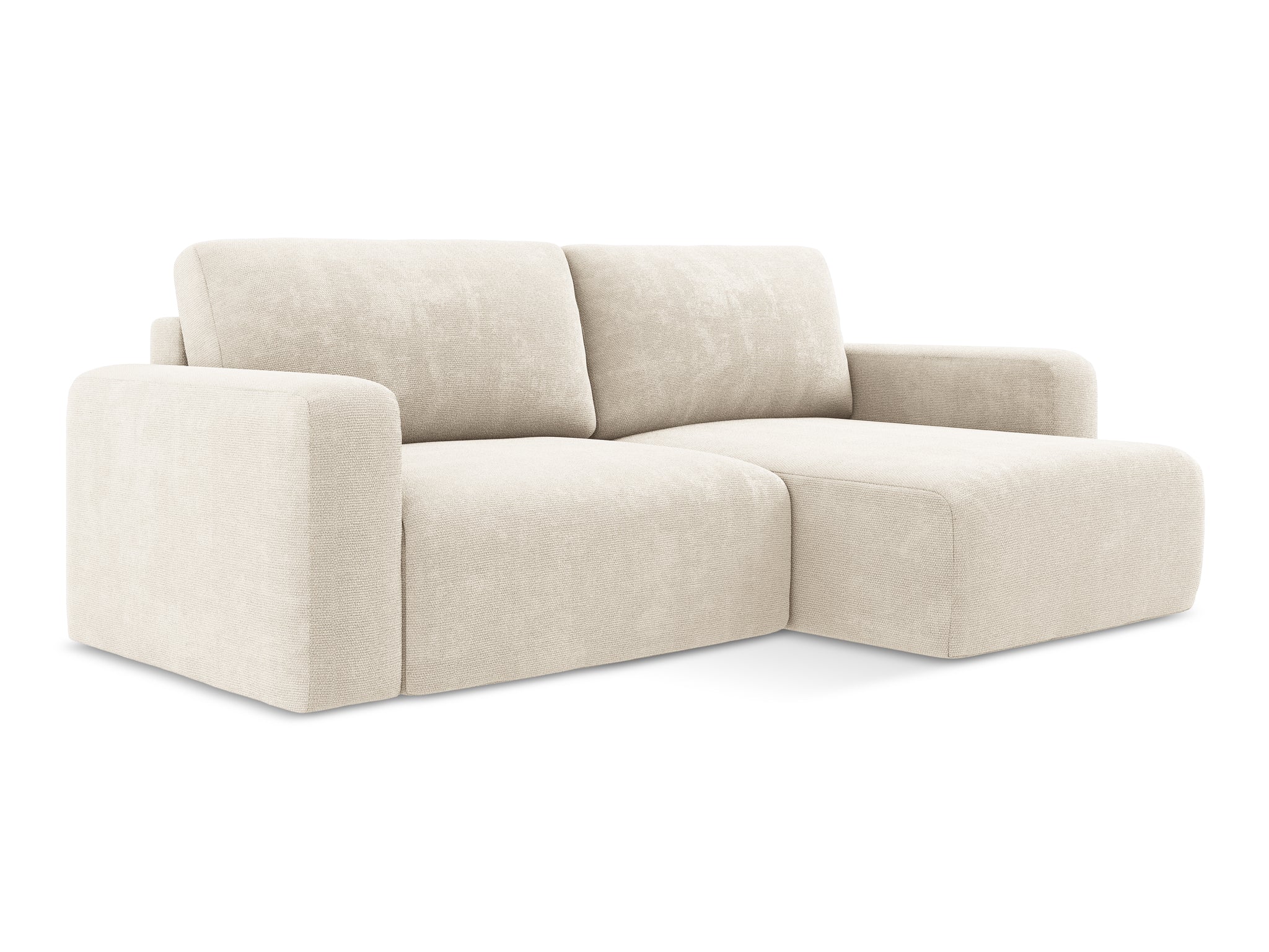 Right-sided corner sofa bed KONA light beige chenille [Antonina] [Amel ...