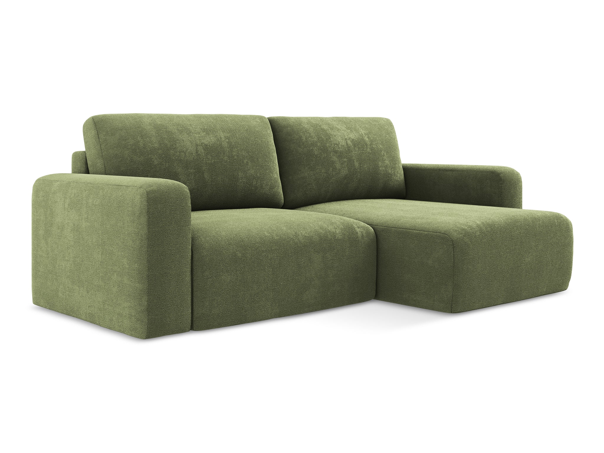 Right-sided corner sofa bed KONA green chenille [Antonina] [Amelia spr ...