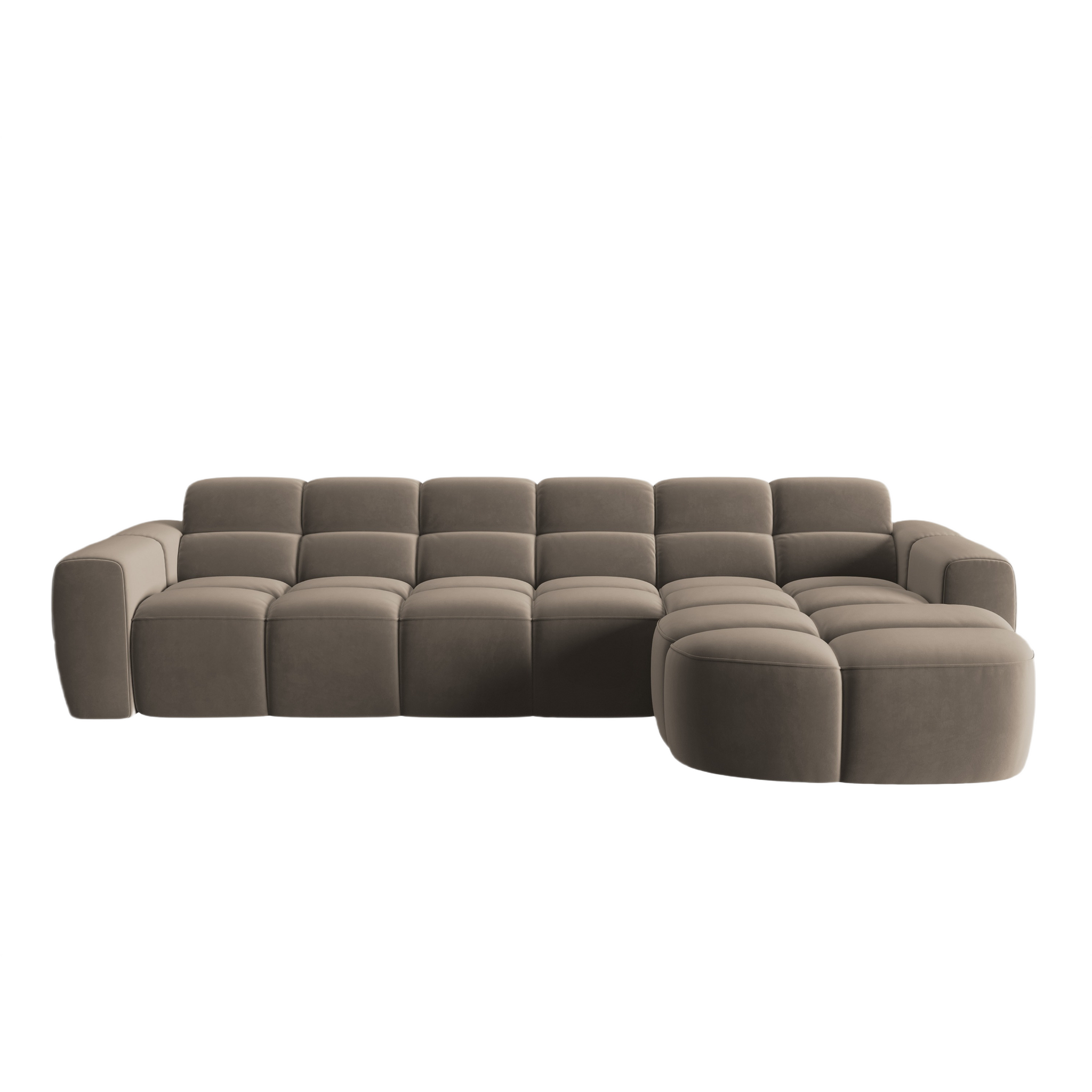 Right-facing velvet corner sofa LISA light brown – Eye on Design