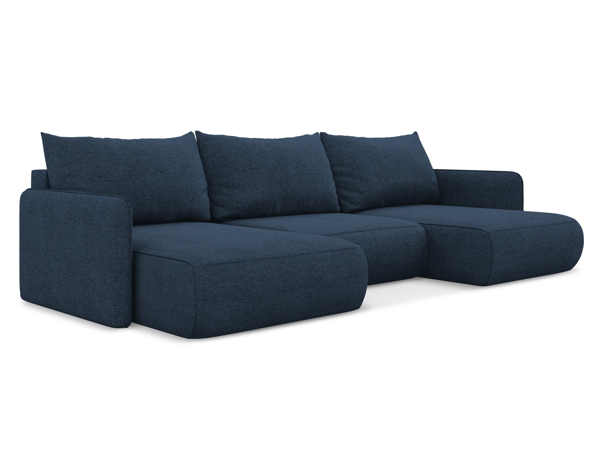 Panoramic Corner Sofa with Sleeping Function NANEA Royal Blue Chenille ...