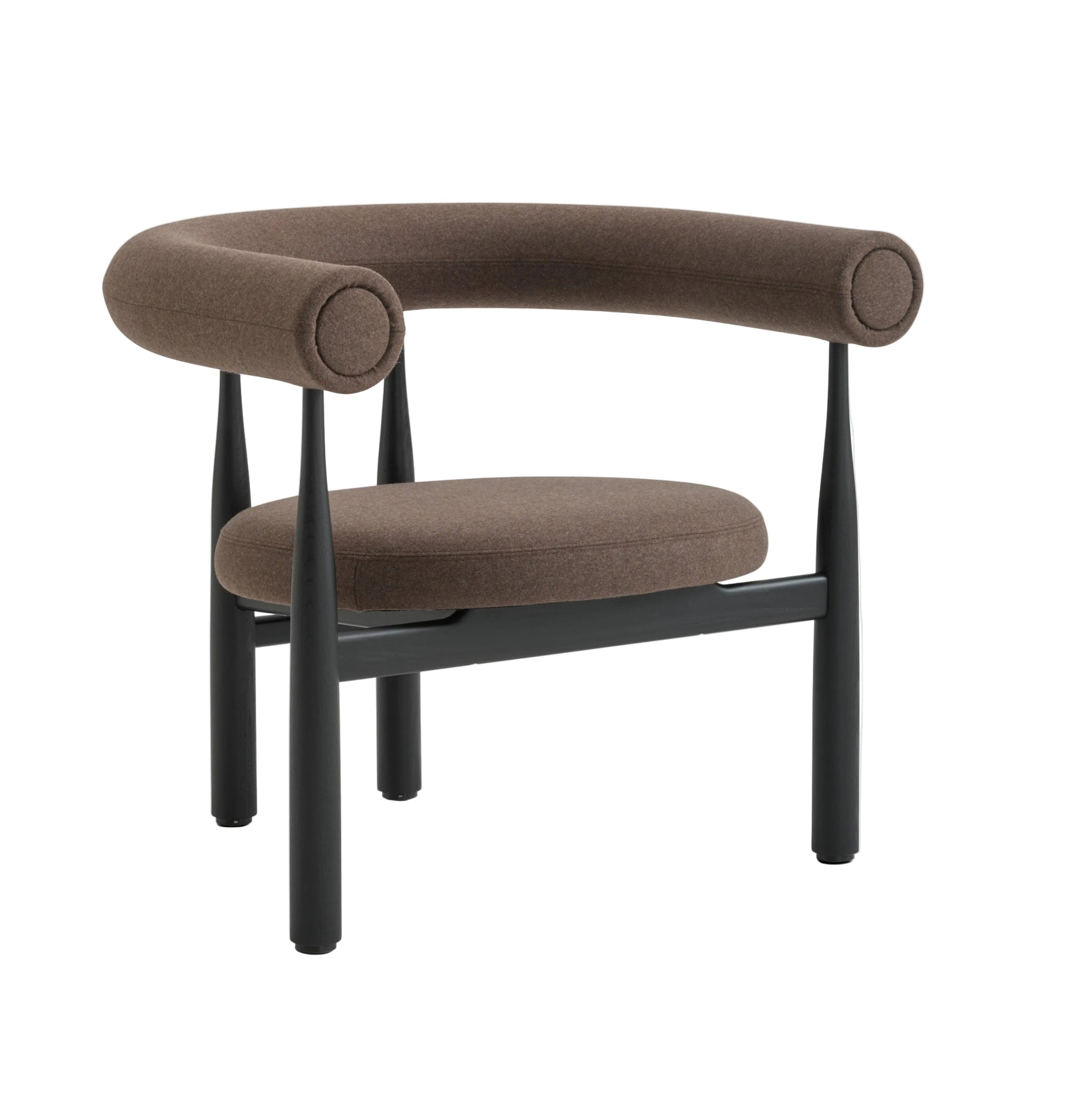 Fotel BUKOWSKI tapicerowany z czarną bukową podstawą – Eye on Design