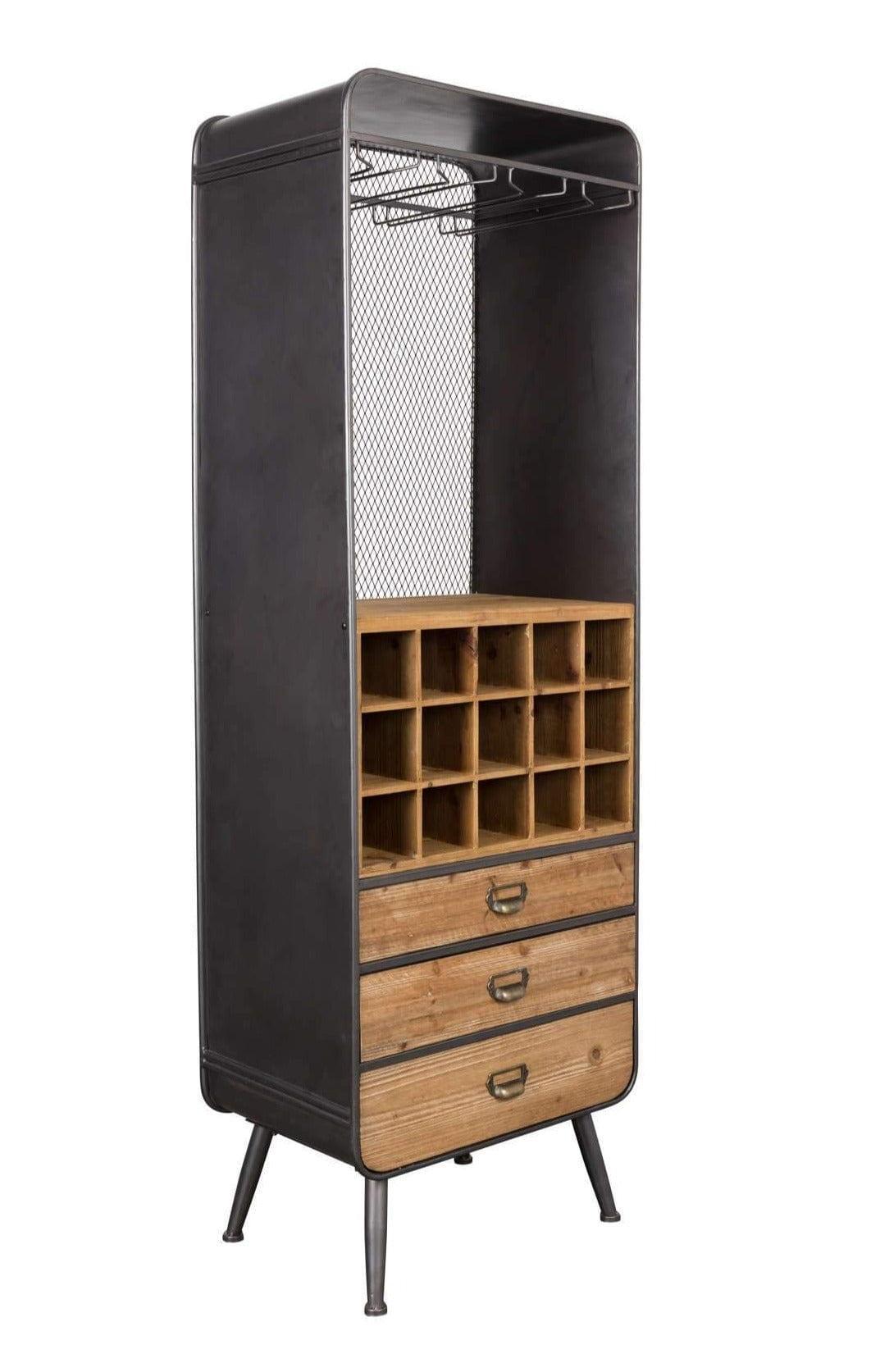 Wooden Vino bar with iron base – Dutchbone – Eye on Design