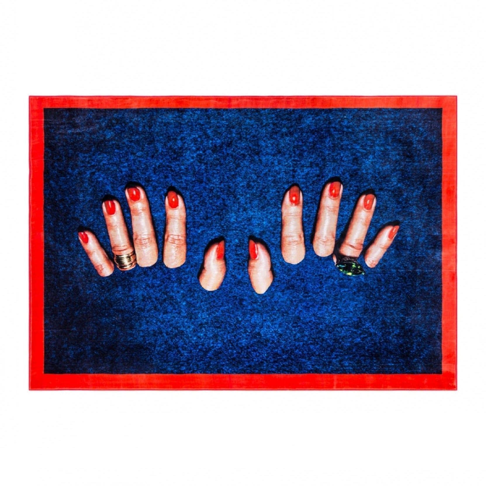 Decorative rug RECTANGULAR FINGERS blue – Eye on Design