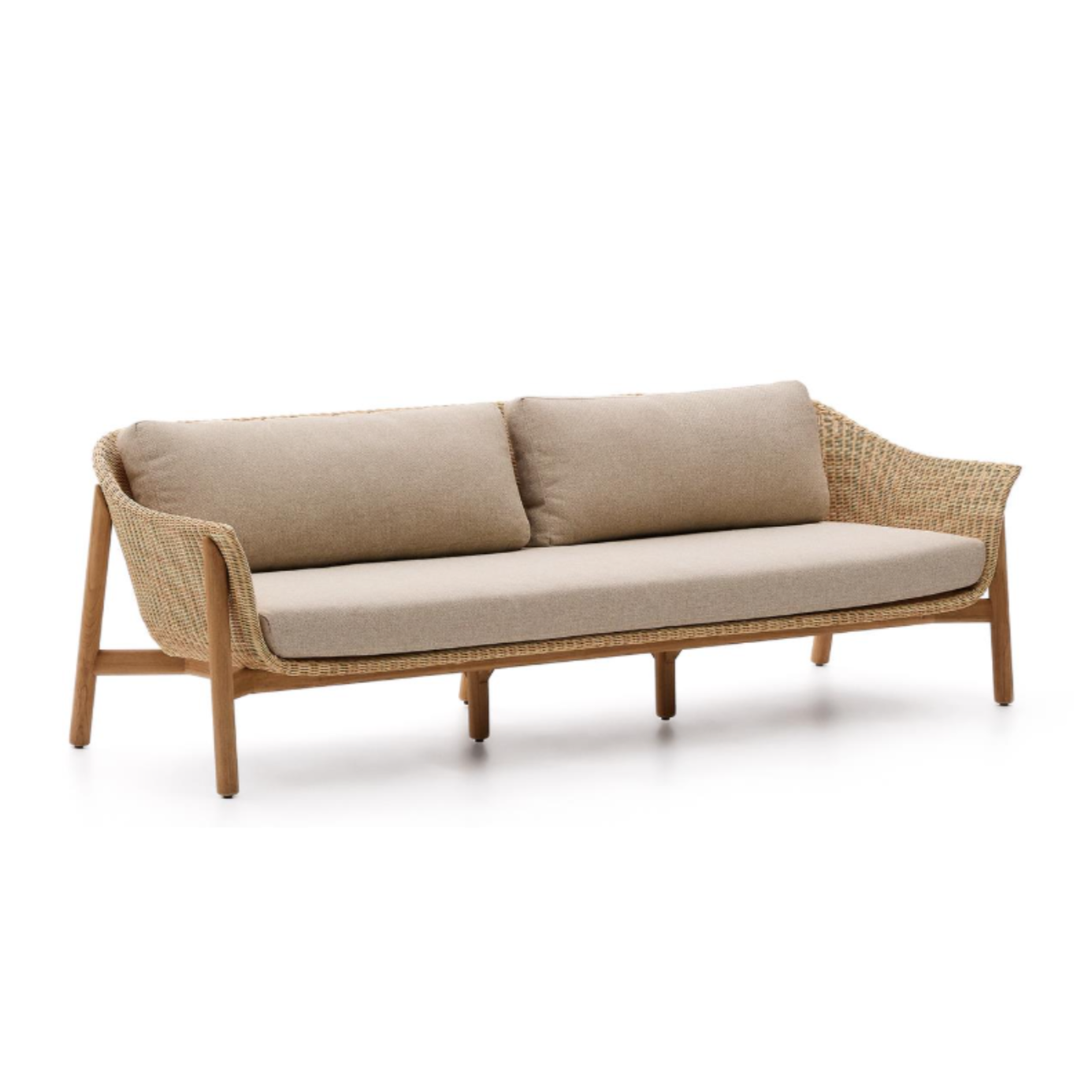 External sofa 3-person galea wood and rattan wood – Kave Home – Eye on ...