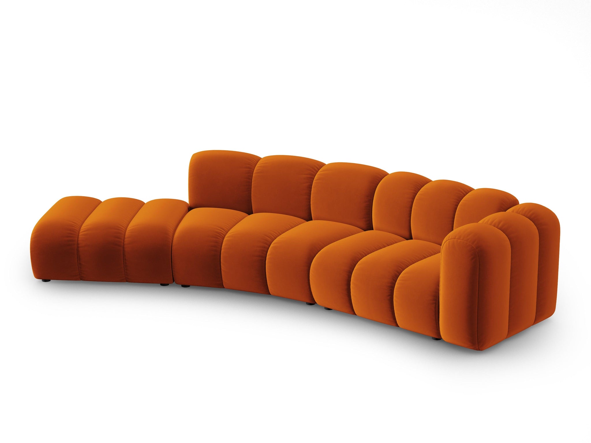 Velvet sofa for 5 people left-sided LUPINE brick – Eye on Design
