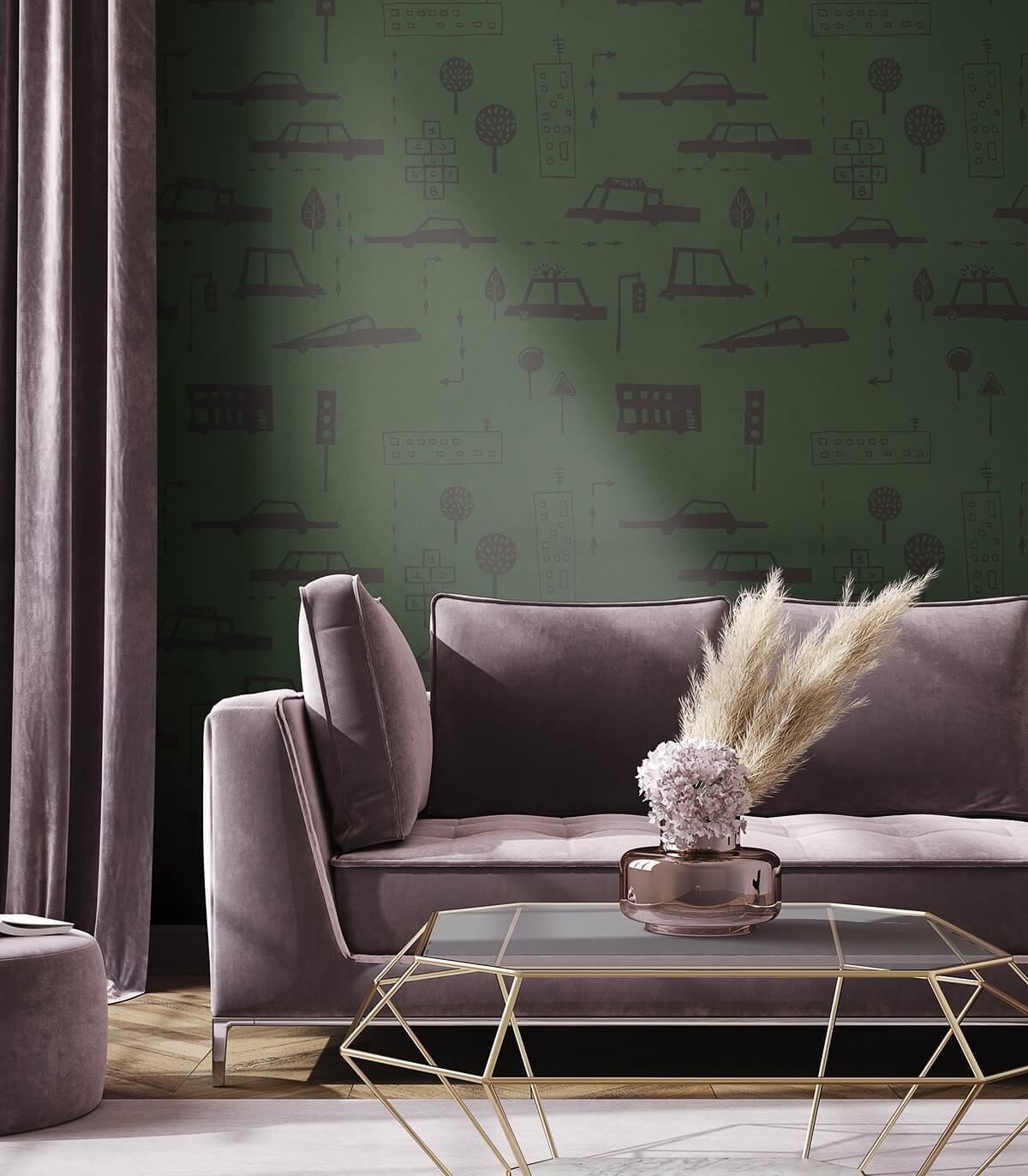 Tapeta CARS zielony – Wallcolors – Eye on Design