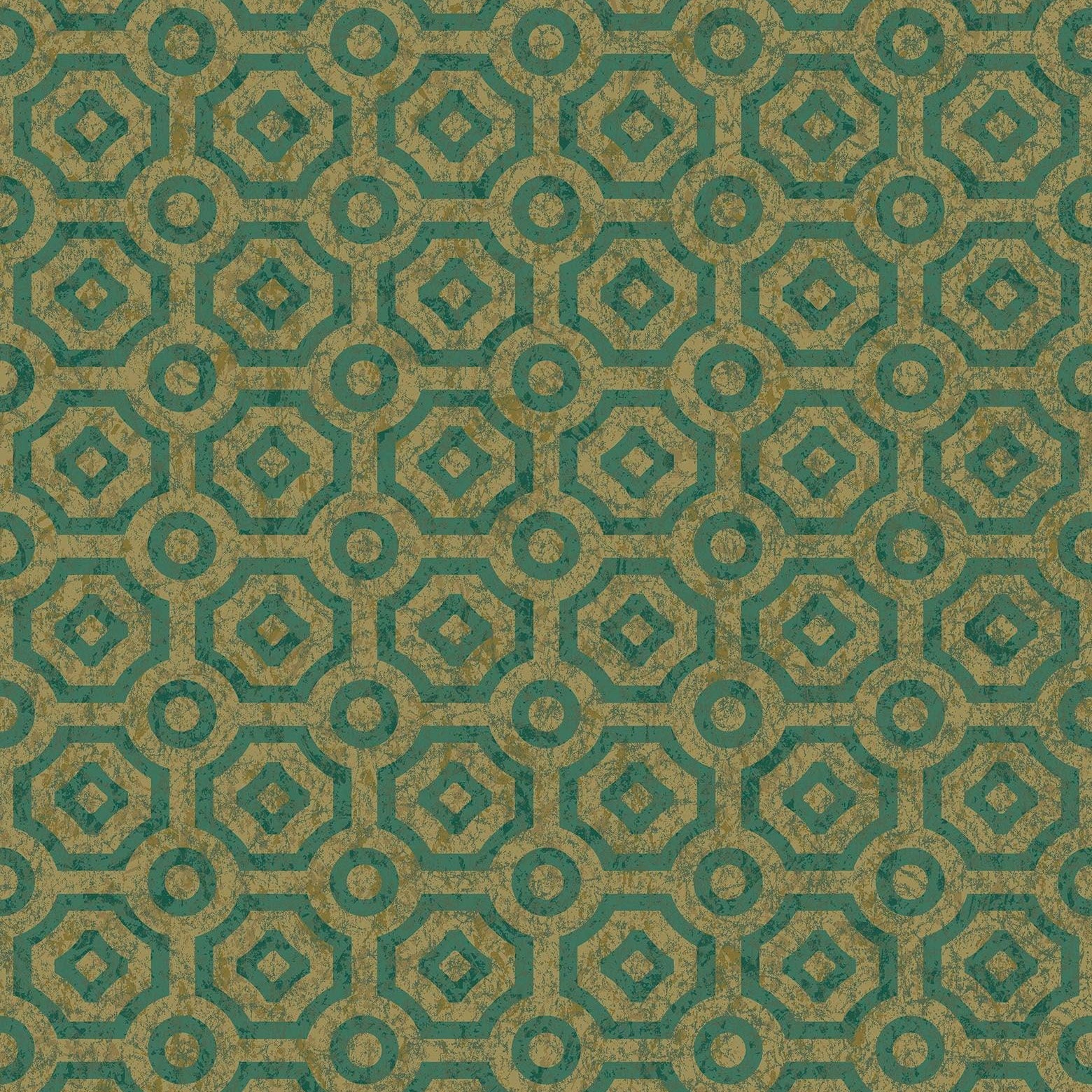 HRP Wallpaper Great Masters - Queen's Quarter Metallic Gold on Emerald ...