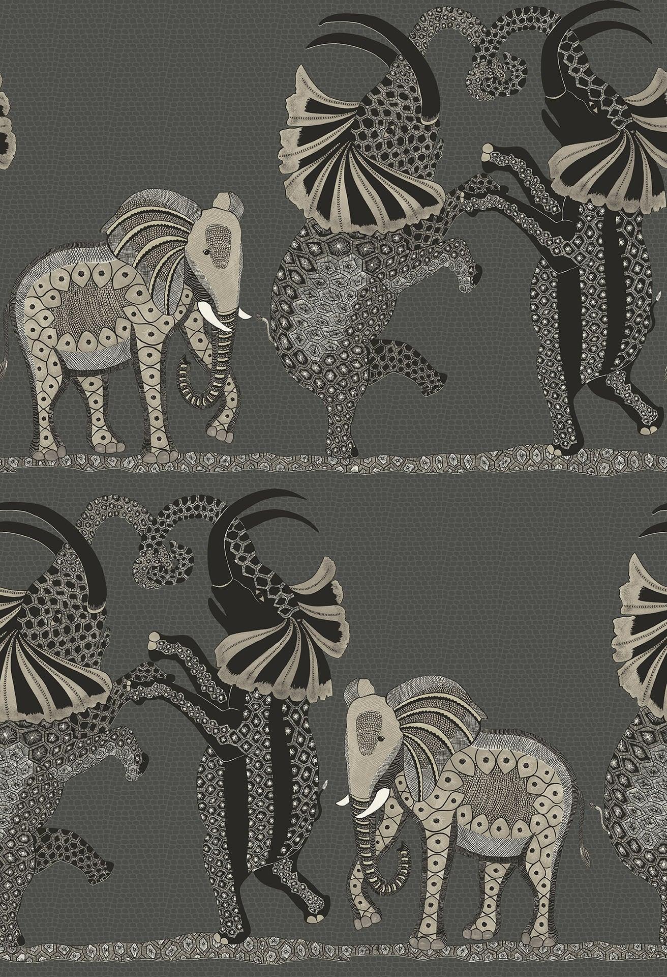 The Ardmore Collection wallpaper - Safari Dance Dark gray – Eye on Design