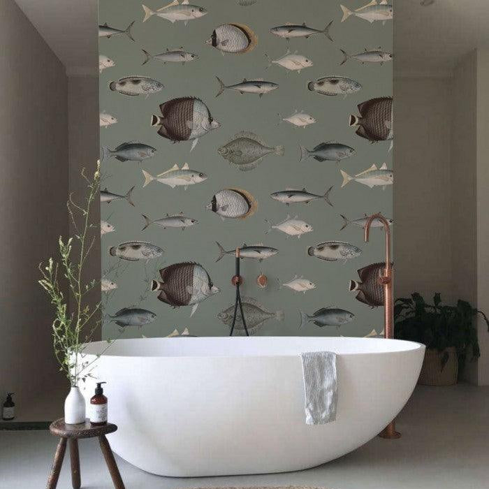 Under the Sea Retro Green wallpaper – Eye on Design